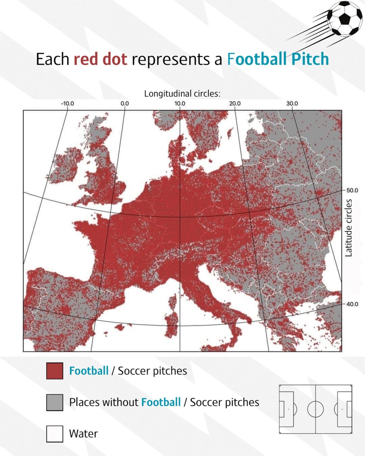 Every Dot Is A Football Pitch (Soccer Field) In Europe
