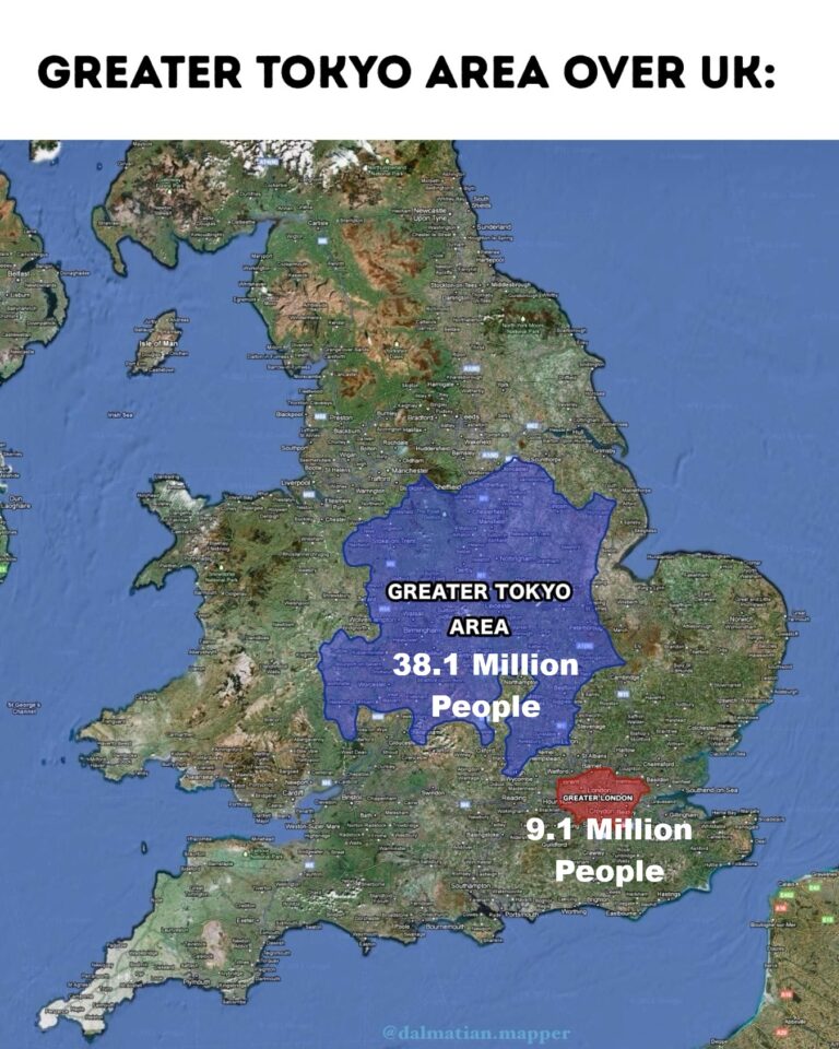 Population of the Metro Tokyo Area Compared To US Cities - Brilliant Maps