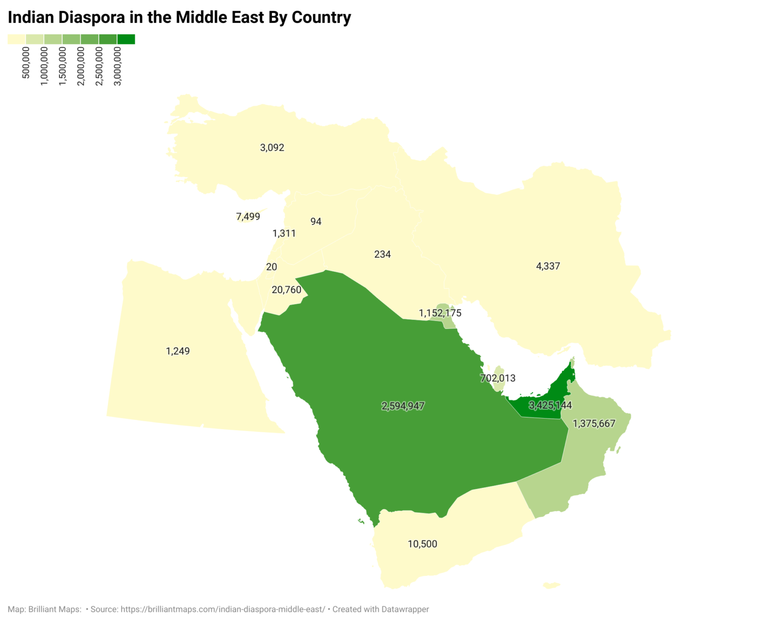 Indian Diaspora in the Middle East By Country - Brilliant Maps