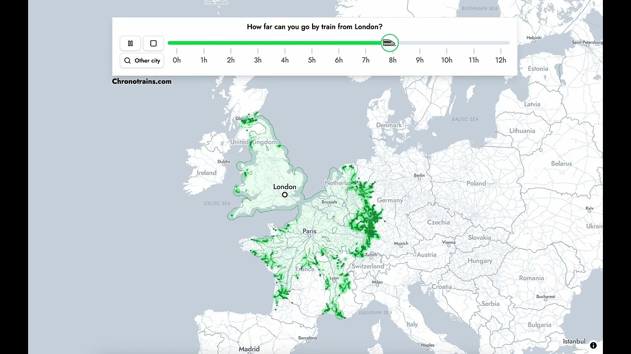 How Far From London Can You Get By Train In 12 Hours - Brilliant Maps