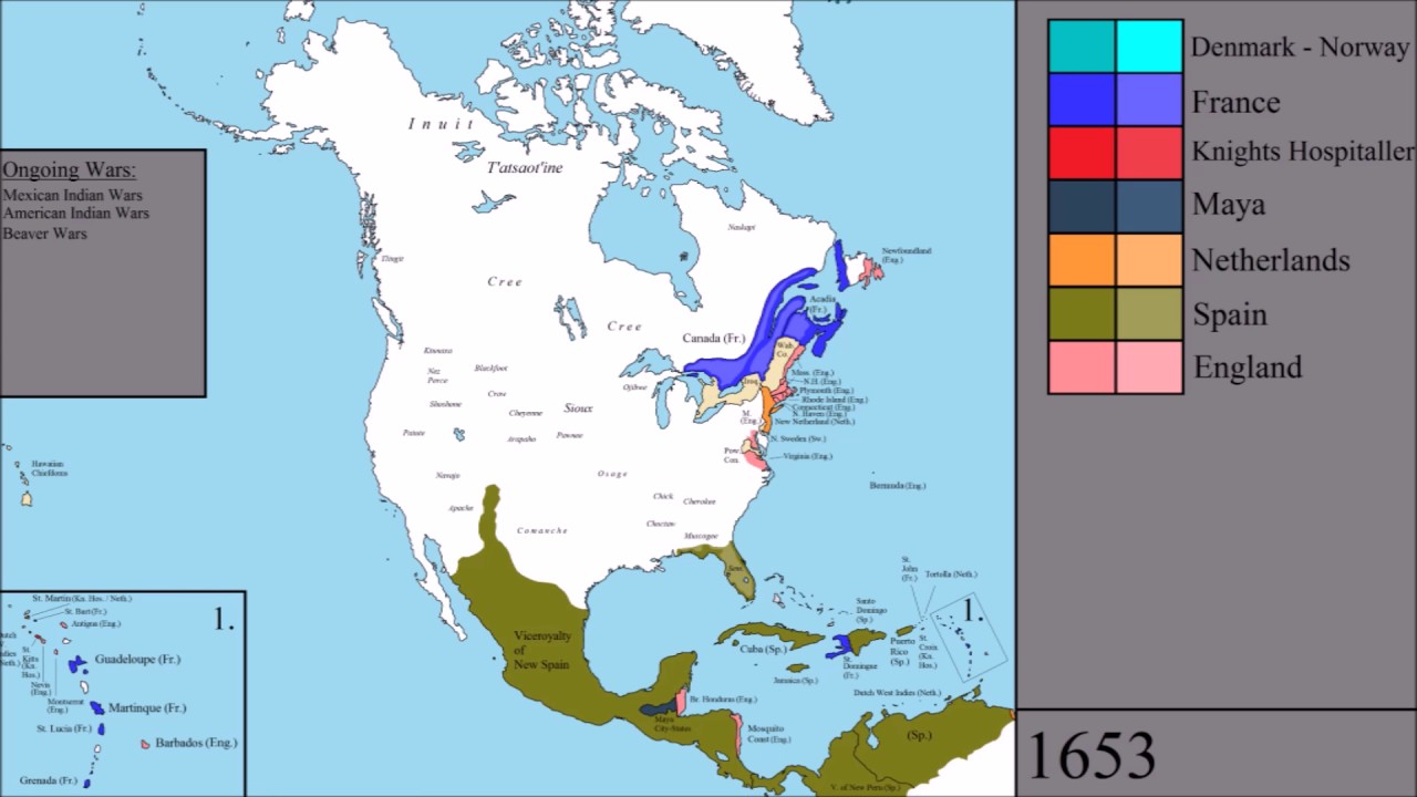 Map of North American History Every Year 1500 BC to 2000 AD