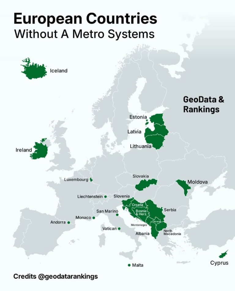 European Countries Without A Metro Systems - Brilliant Maps