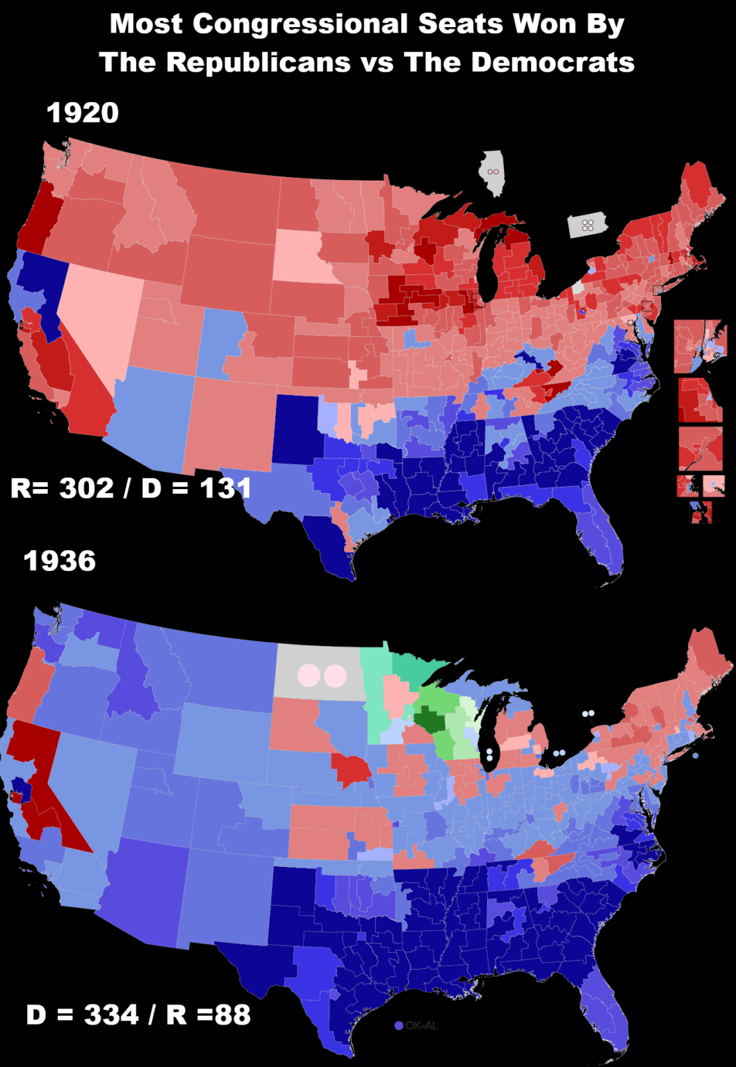 Most Congressional Seats Ever Won By The Republicans vs The Most Won By ...