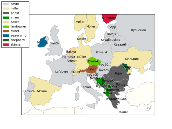 The Most Common European Occupational Related Surnames - Brilliant Maps