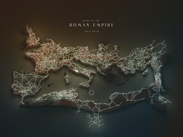 Map Of The Roads Of The Roman Empire in 200AD