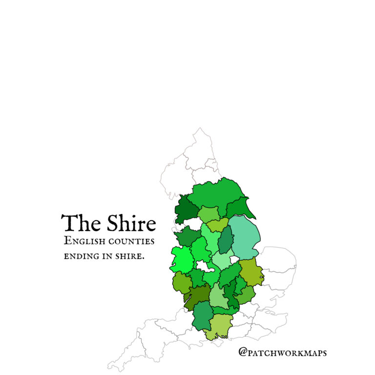 The Real Shire: All English Counties Ending In 'Shire' - Brilliant Maps