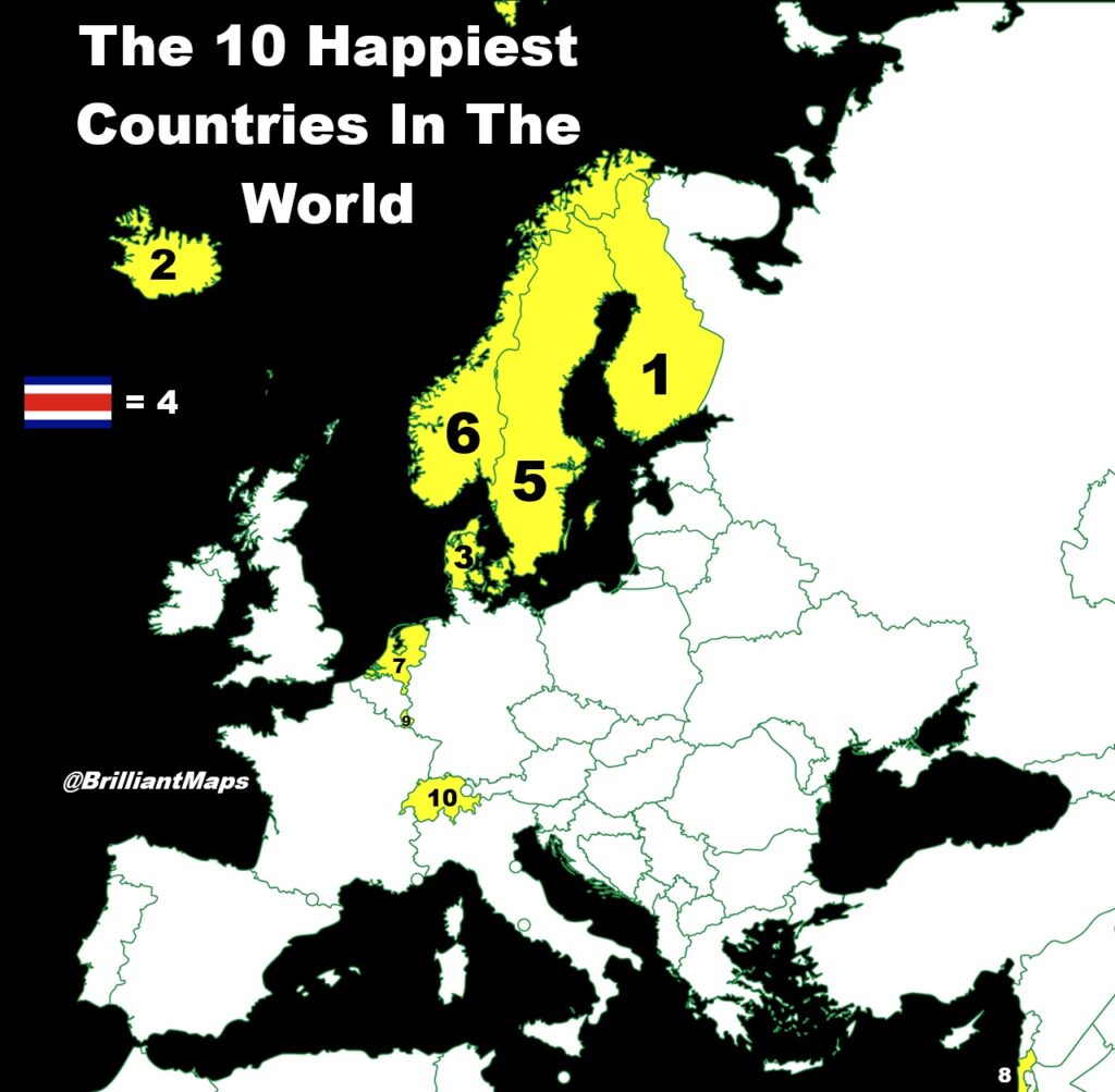 The 10 Happiest & Unhappiest Countries In The World - Brilliant Maps