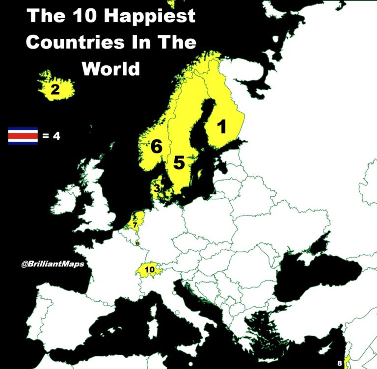 The 10 Happiest & Unhappiest Countries In The World - Brilliant Maps