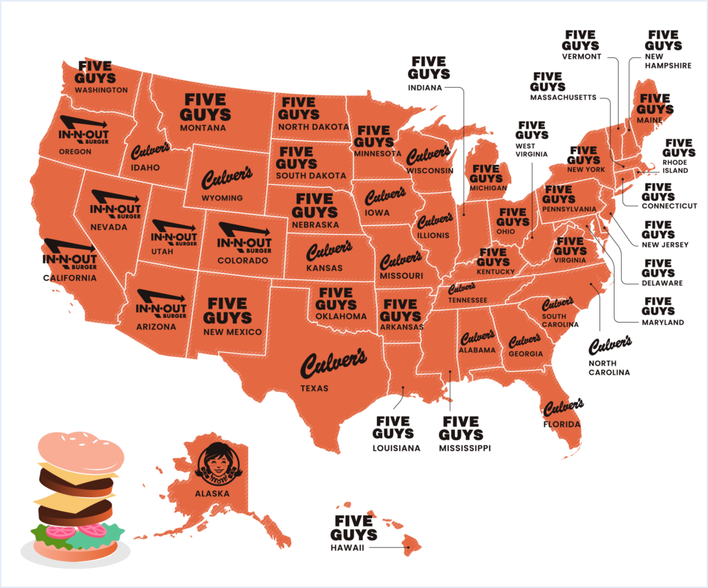 Map Of The Best & Worst Burger Chains In Each US State - Brilliant Maps