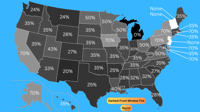 Map Showing Darkest Legal Front Side Window Tint by US State ...