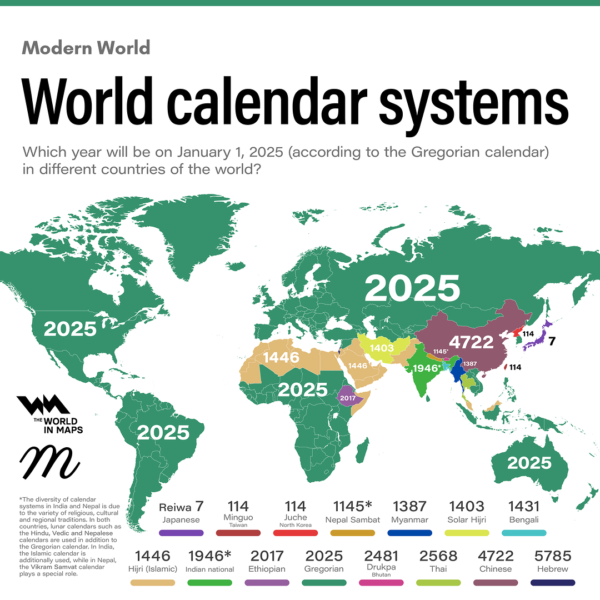 The Year 2025 In Other World Calendar Systems - Brilliant Maps